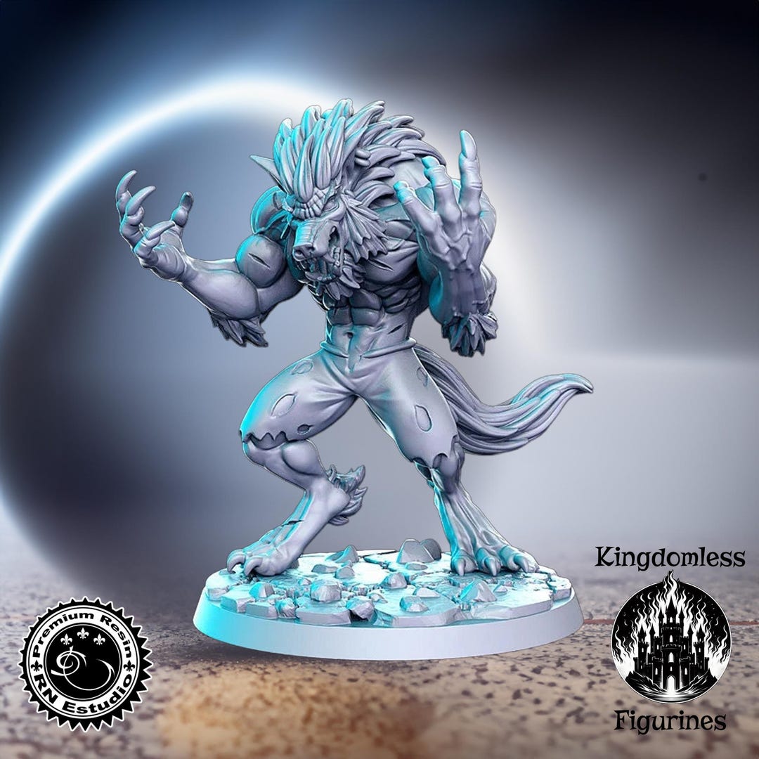 Enraged Wolfman Miniature, RN Estudio, D&D, Pathfinder, Tabletop RPG - Etsy