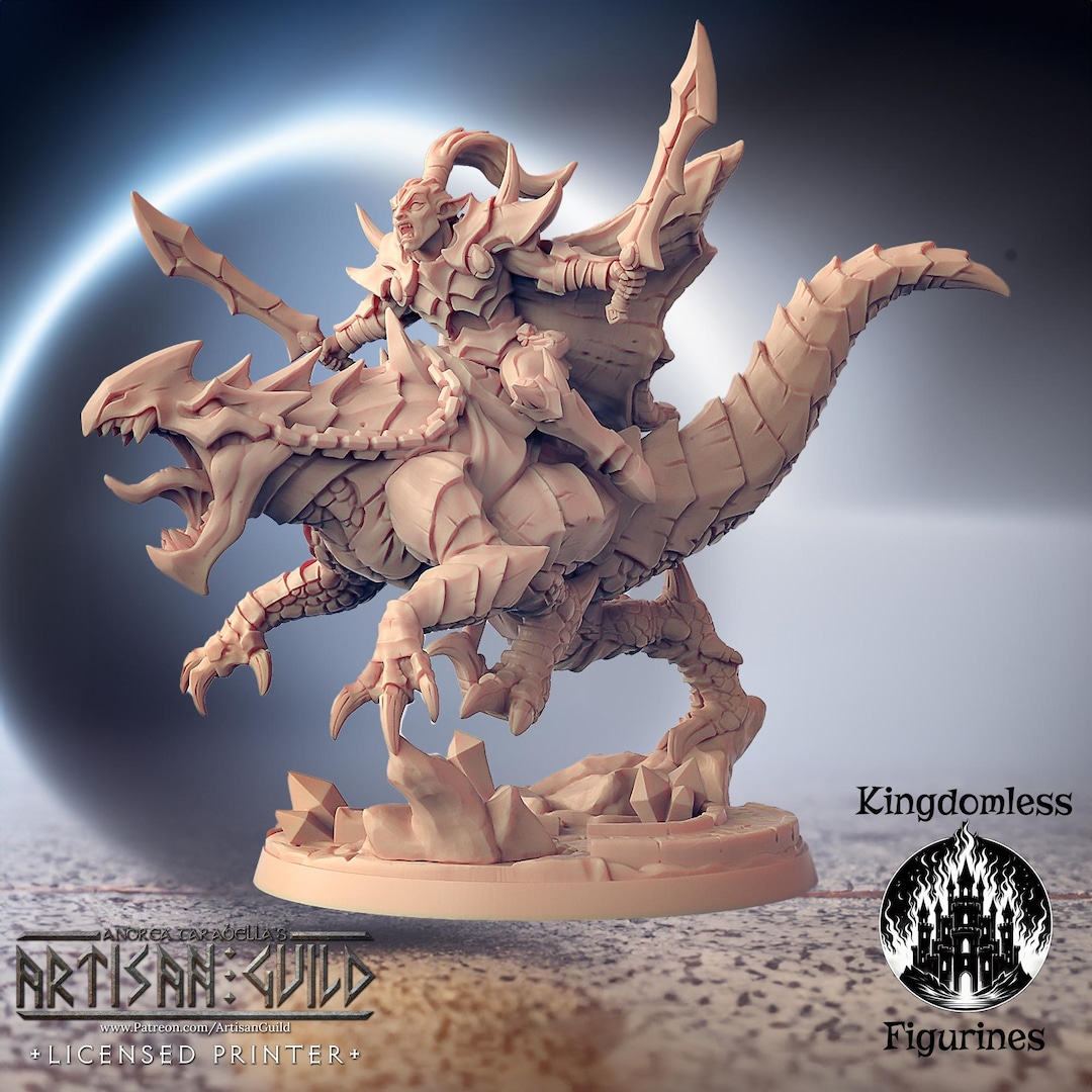 Dark Elf Warrior Rider Miniature | Artisan Guild Drow Mount - Etsy