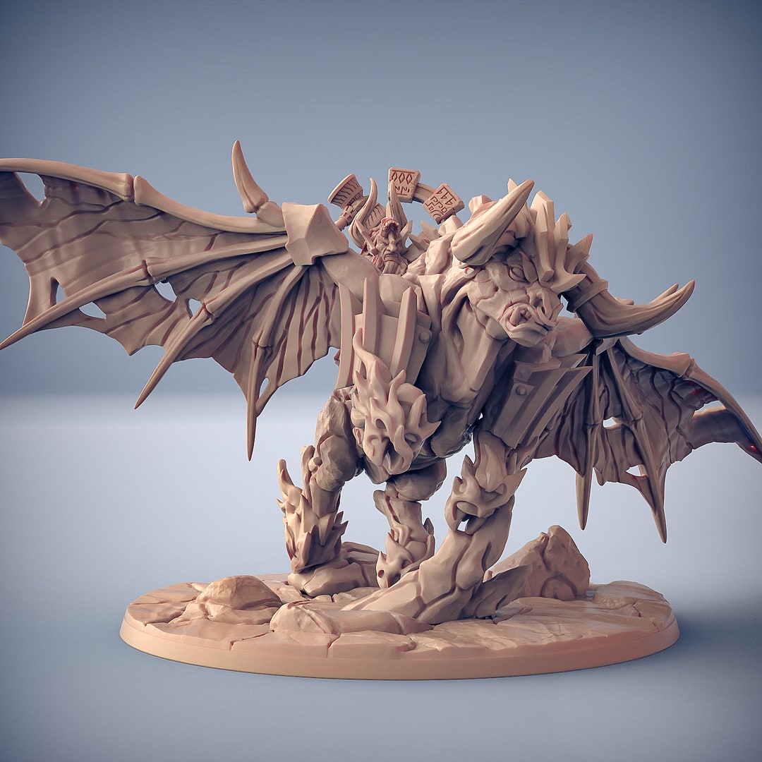 Winged Bull Dwarven Rider Dnd Miniature Tabletop RPG Dnd Mini D&D ...