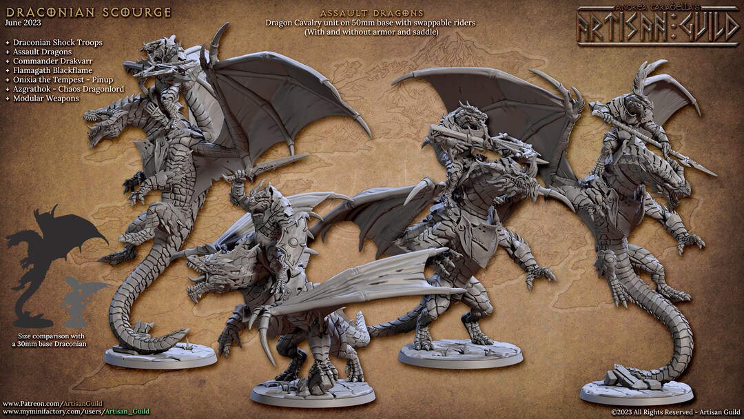 Assault Dragons With Rider Dnd Miniature | Tabletop RPG Dnd Mini | D&D ...