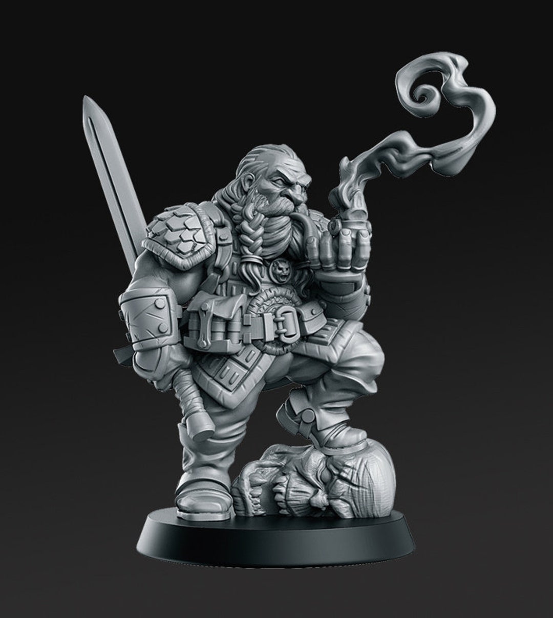 Dnd Male Dwarf Pipe Smoker Mini Tabletop RPG Miniature D&D Figurines ...