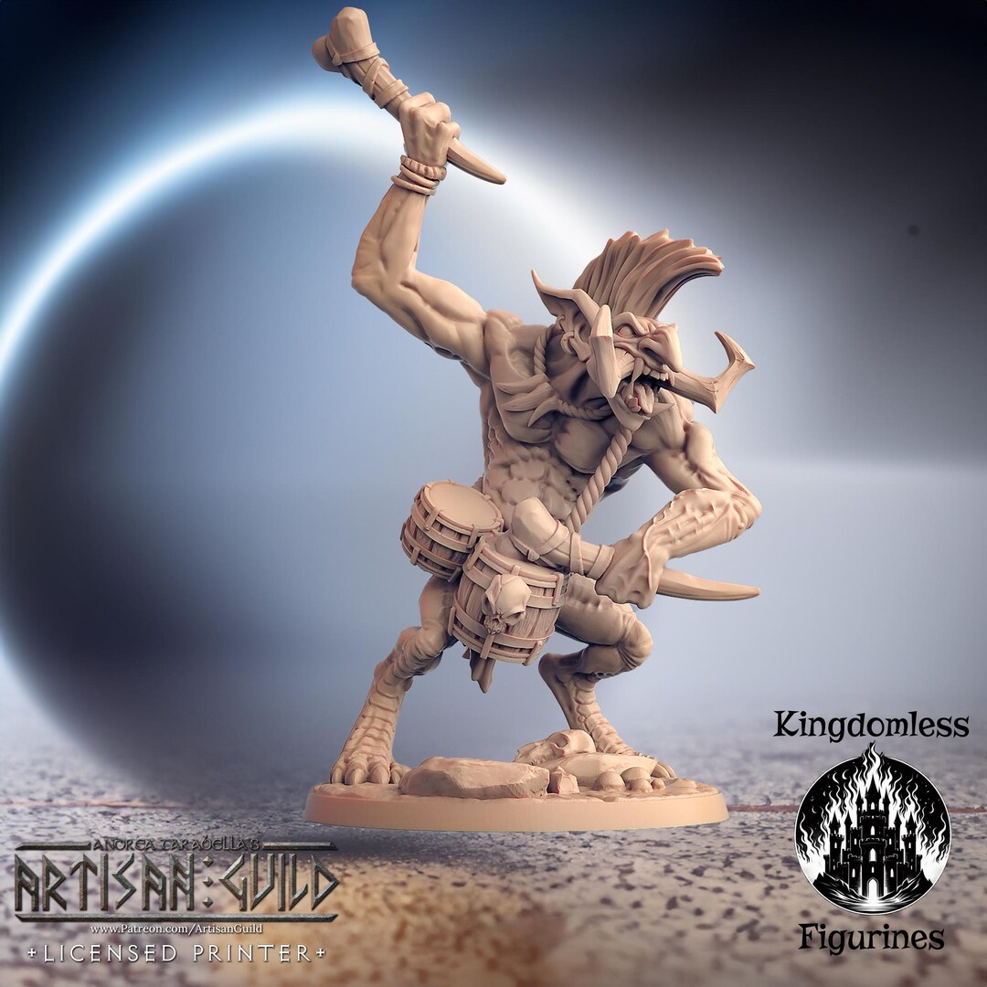 Troll Bard Drummer Mini: Artisan Guild RPG Miniature - Etsy