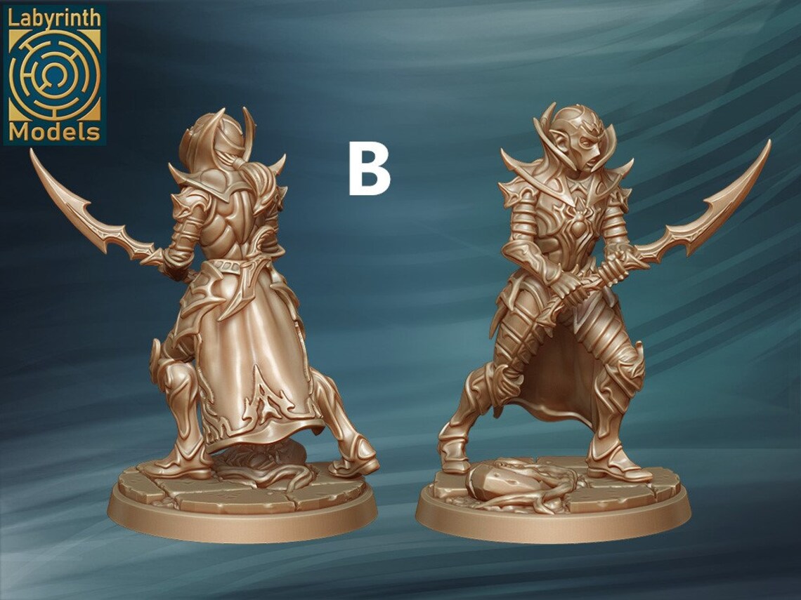 Dark Elf Warriors Dnd Miniature Tabletop RPG Dnd Mini D&D - Etsy