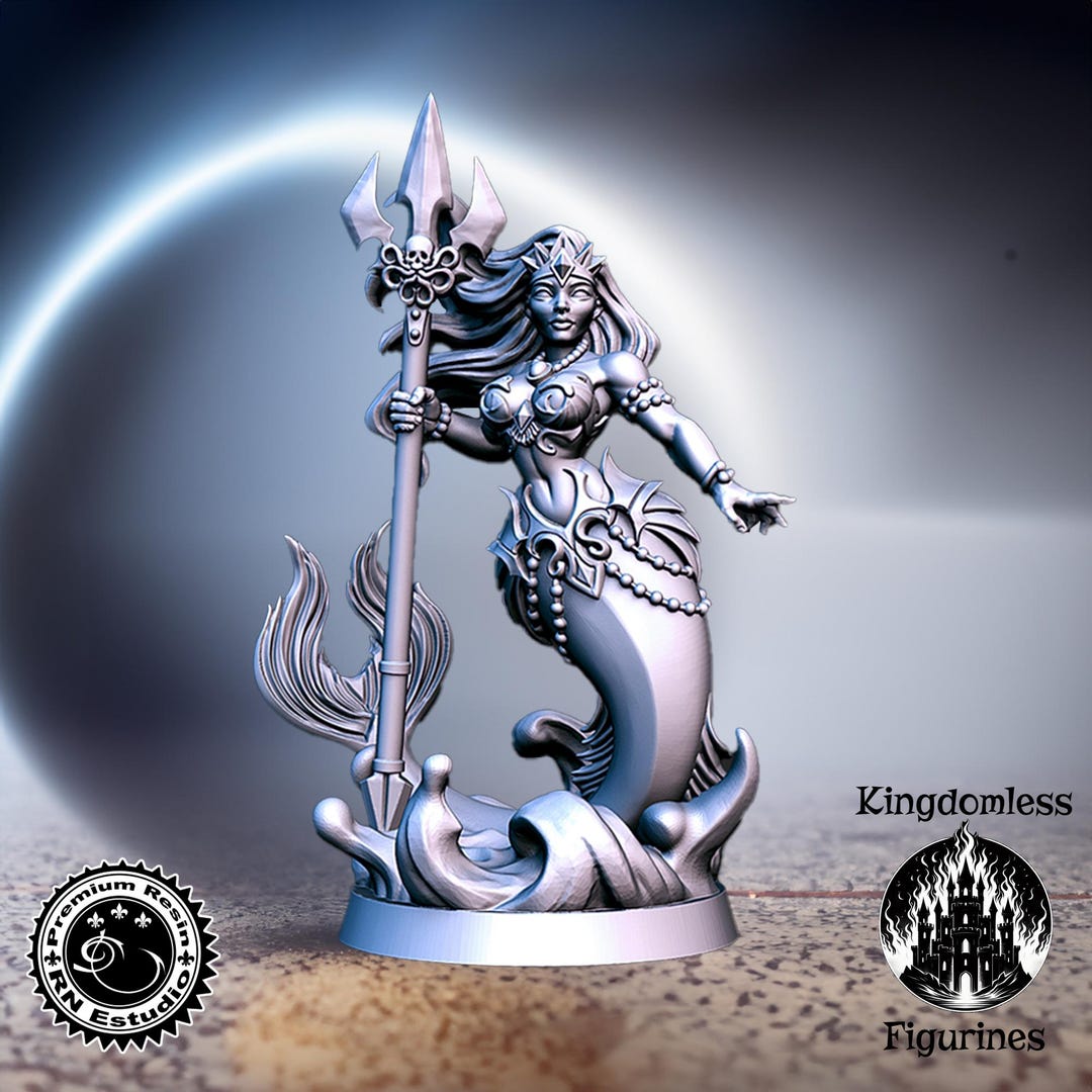 Mermaid With Trident Dnd Mini Tabletop RPG Miniature D&D Figurines ...