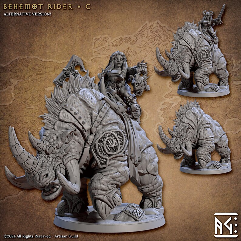 Dwarf Rhino Rider Miniature | Artisan Guild RPG Figurine - Etsy