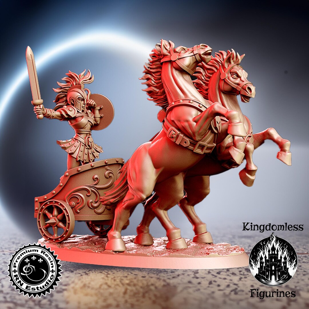 Roman Chariot Rider Miniature: Female Warrior, Dnd RPG Figurine (28 ...