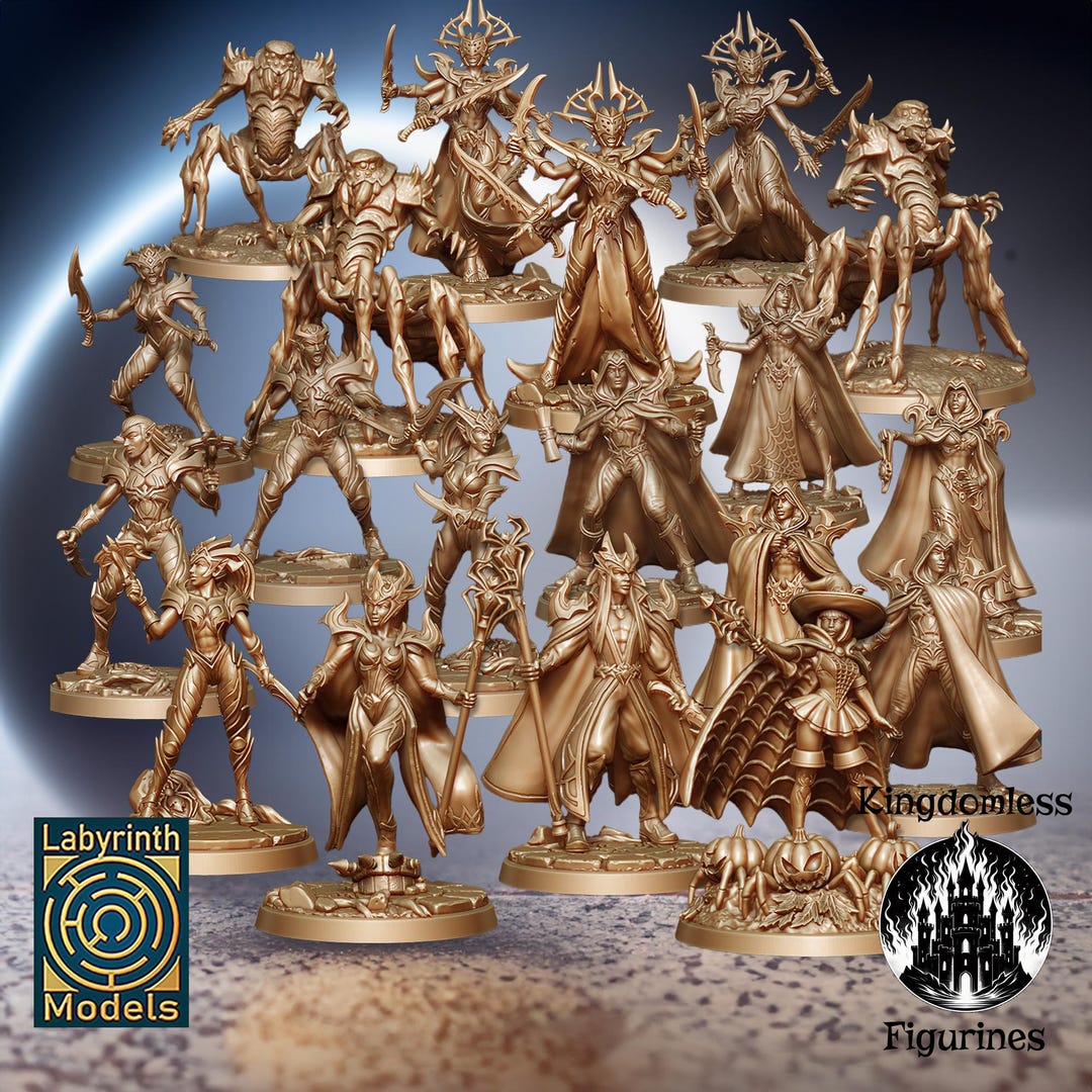 Spider Cult Dnd Miniature Set: Dark Elf RPG Miniatures, Labyrinth ...
