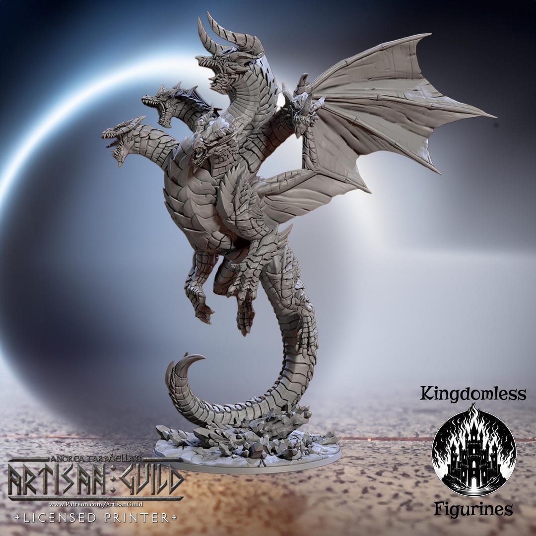 5 Headed Dragonlord Miniature | Artisan Guild Dnd RPG Figurine - Etsy