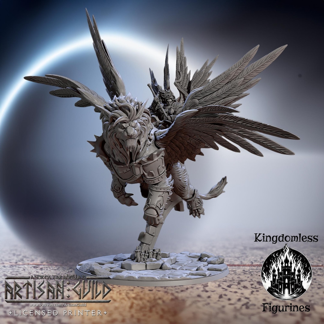 Winged Lion Rider Miniature: Epic Dnd Figurine for Tabletop RPG Artisan ...