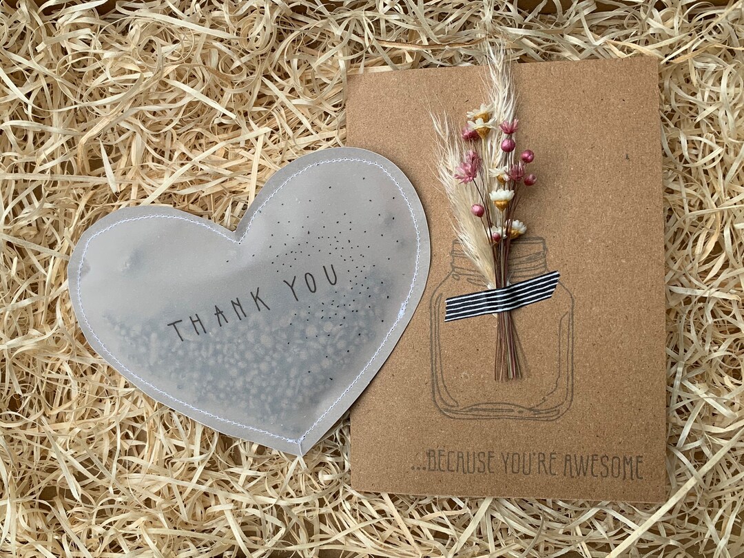 Thanks Card and Flower Seed Heart Thanksgiving Greeting Card Thank You ...