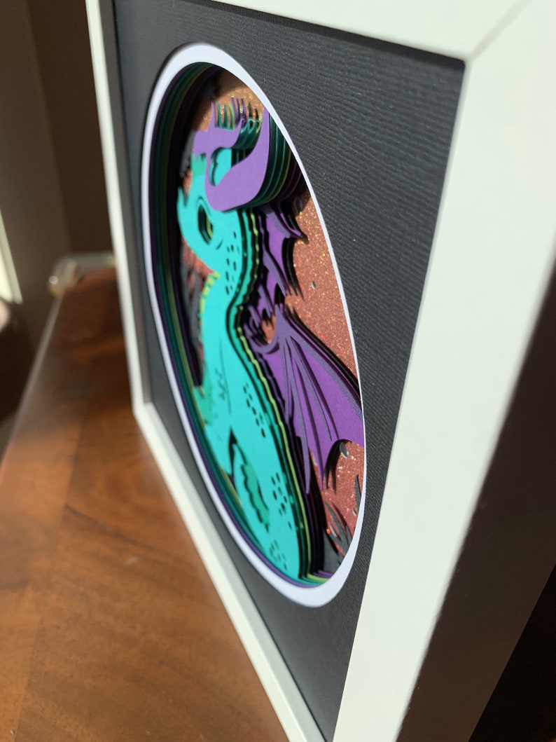 Teal & Purple Dragon 8x8 Shadowbox - Etsy