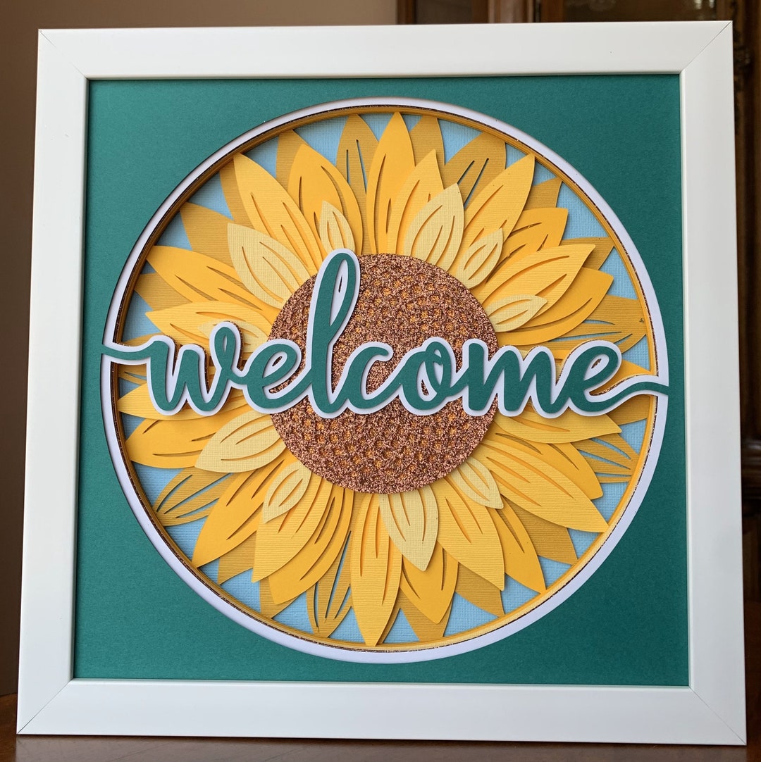 Welcome Sunflower 10x10 Shadowbox - Etsy