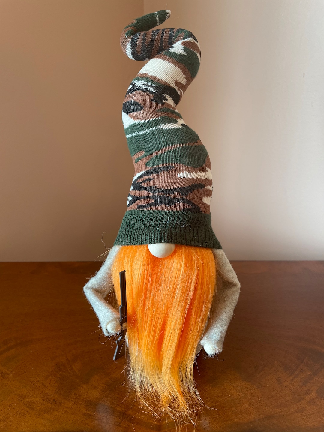 Camo Hat Hunting Gnome With Shotgun Orange Beard Etsy