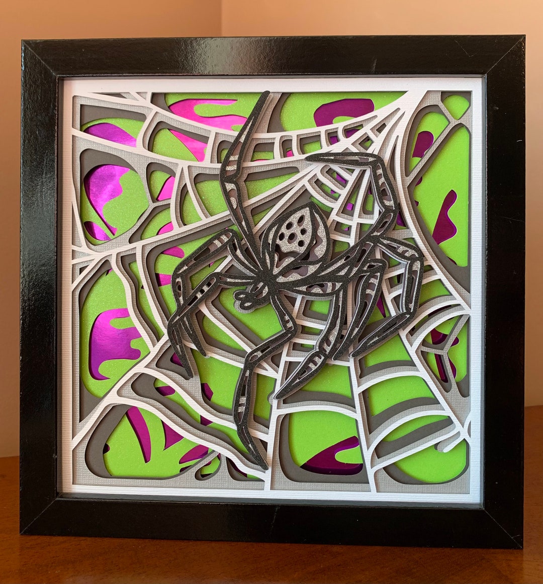 Halloween Spider in Web 8x8 Shadowbox - Etsy