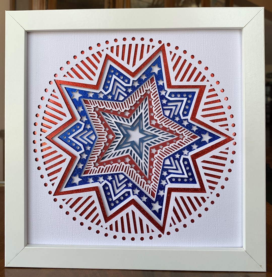 Inverted Patriotic Star 8x8 Shadowbox - Etsy