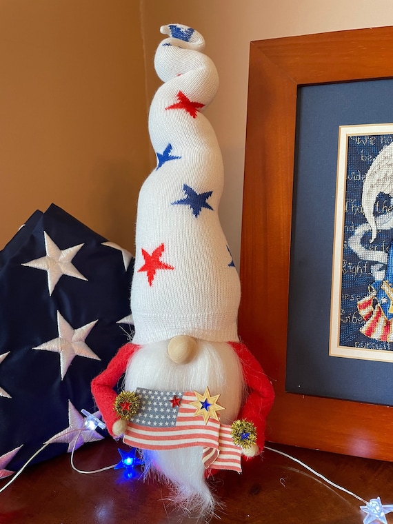 Patriotic Gnome With American Flag Banner - Etsy
