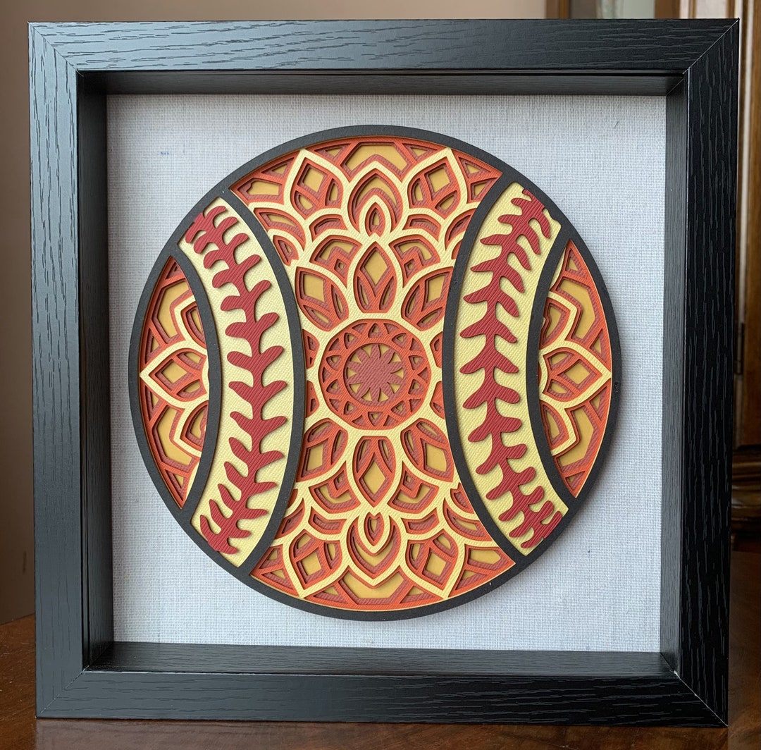 Mandala Softball 9x9 Shadowbox - Etsy