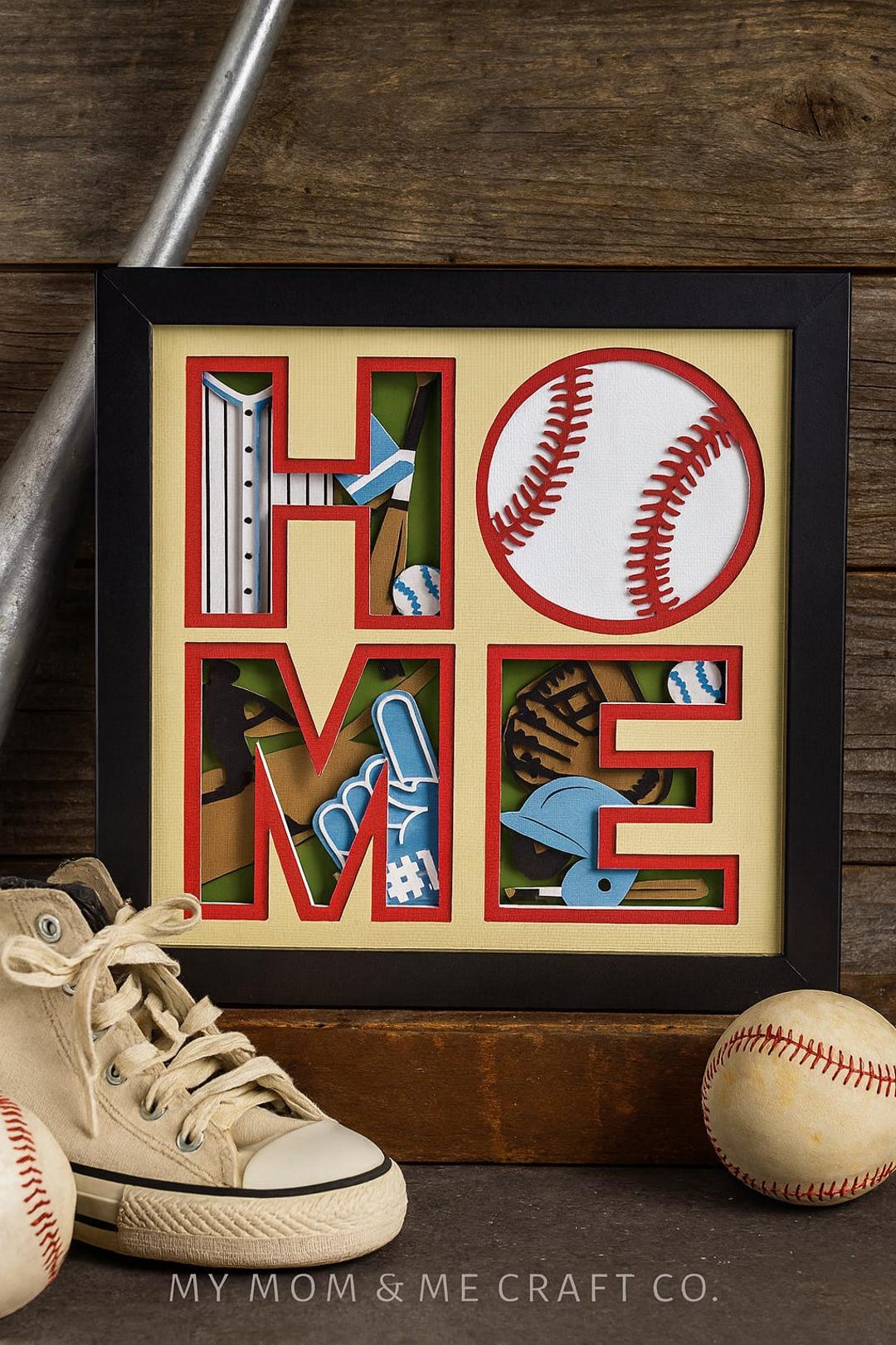 Baseball HOME 8x8 Shadowbox - Etsy