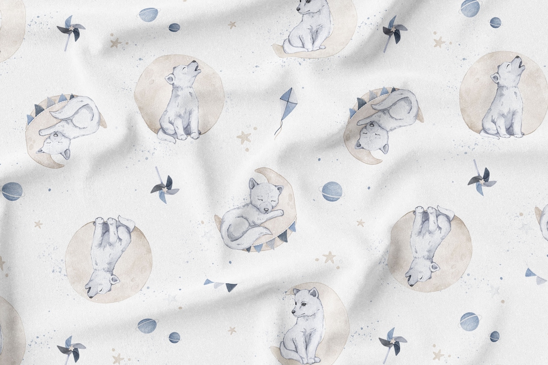 Recycled PUL Fabric, Cloth Diaper Fabric, Moon Wolves Light Beige ...