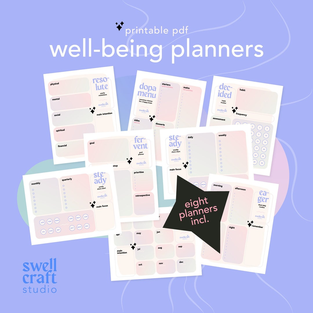 Self-care Planner Printable, Well-being Tracker, Mental Health ...