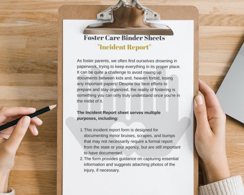 Printable Foster Care Incident Report Template (8.5x11 Inch Digital ...