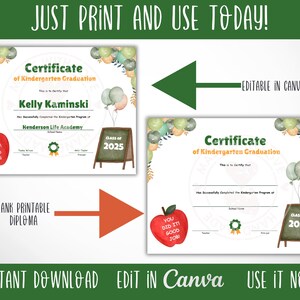 Editable Kindergarten Certificate Diploma Template | Instant Download ...