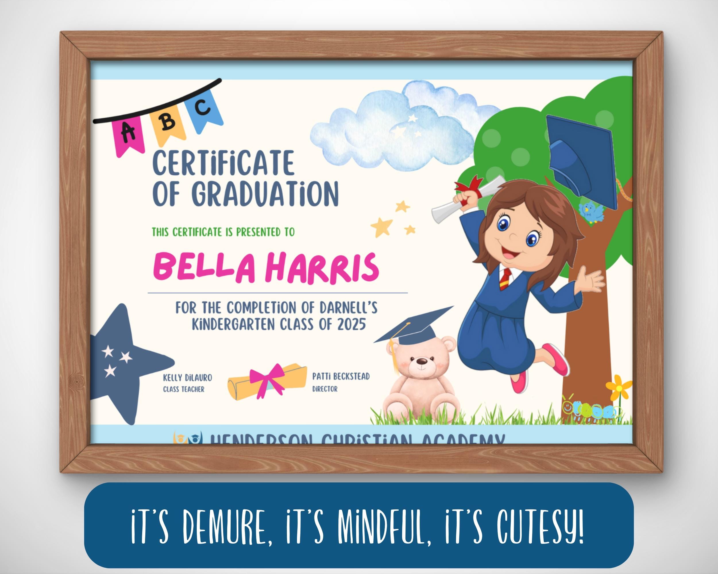 Editable Kindergarten Certificate Diploma Template | Instant Download ...