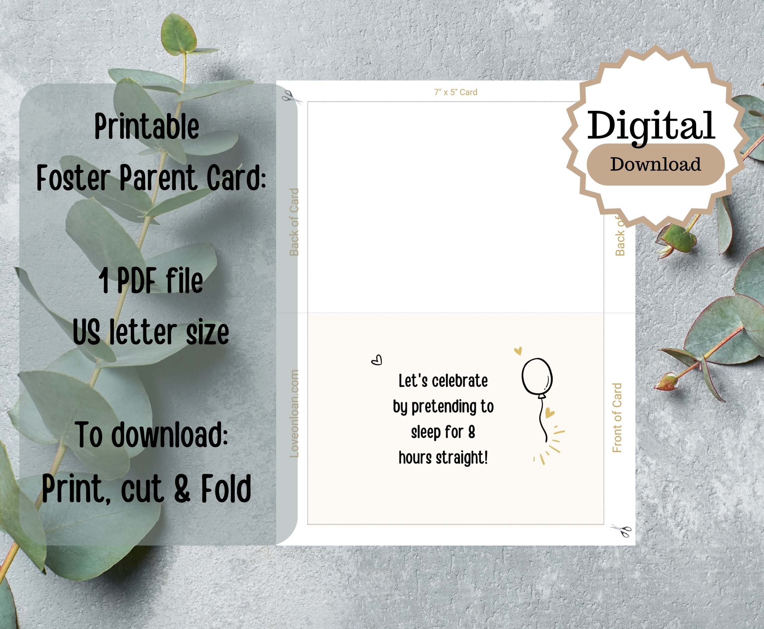 Printable Foster Parent Greeting Card- Instant Download- 7x5 Inch Cards ...