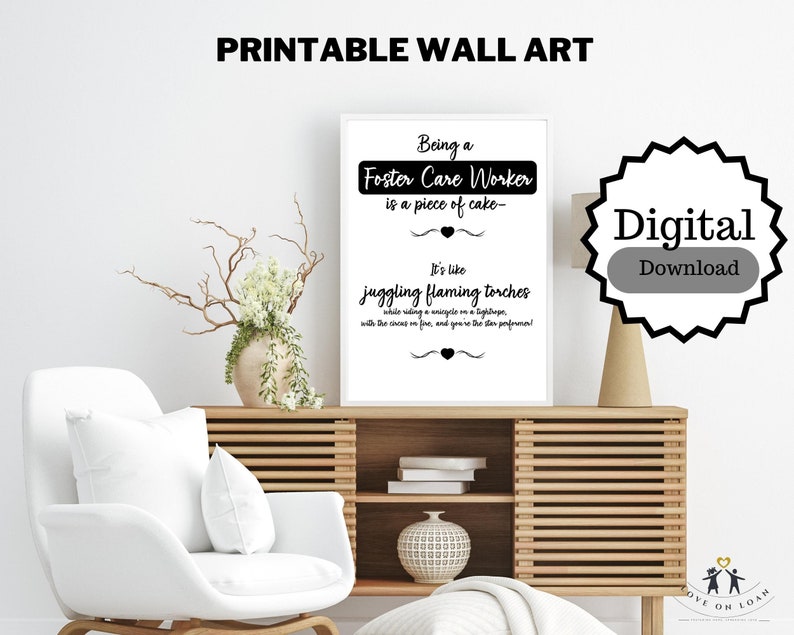 Foster Care Case Workers Printable Wall Art | Funny Instant Download ...