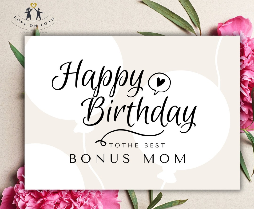 Printable Foster Mom Birthday Card Bonus Mom Card Instant Download 5x7 ...