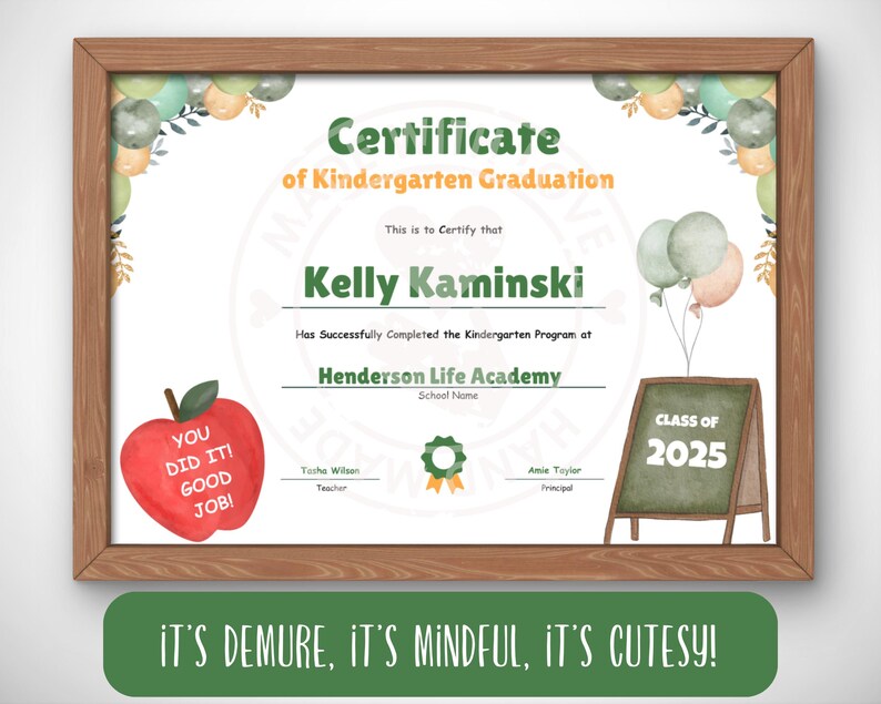 Editable Kindergarten Certificate Diploma Template | Instant Download ...