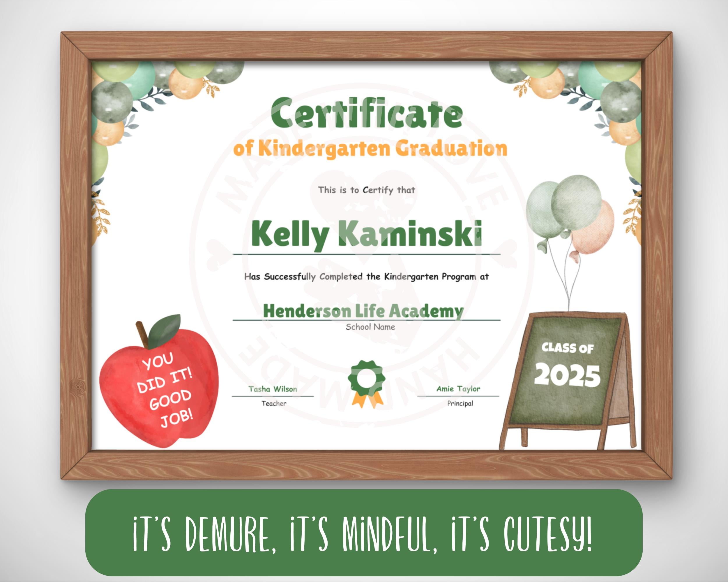 Editable Kindergarten Certificate Diploma Template | Instant Download ...