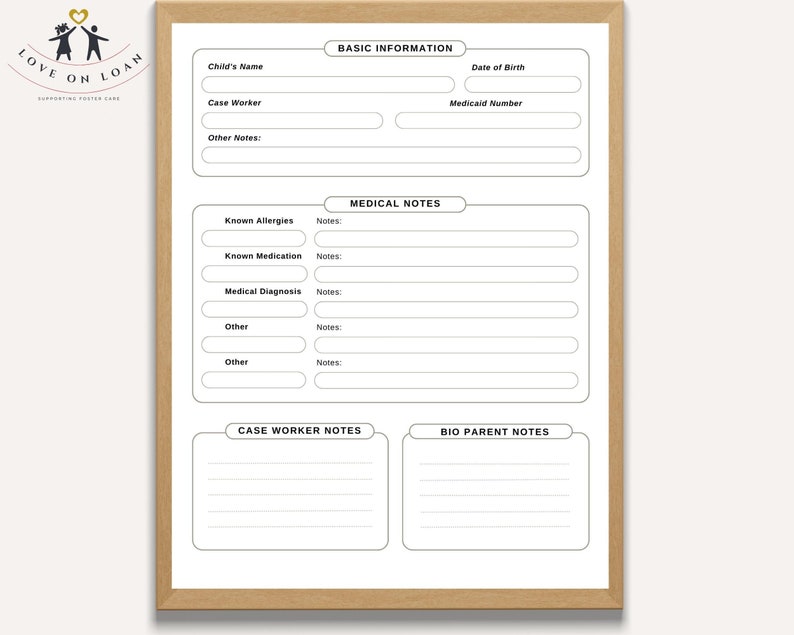 Foster Care Binder Template: Child Information Printable (digital ...
