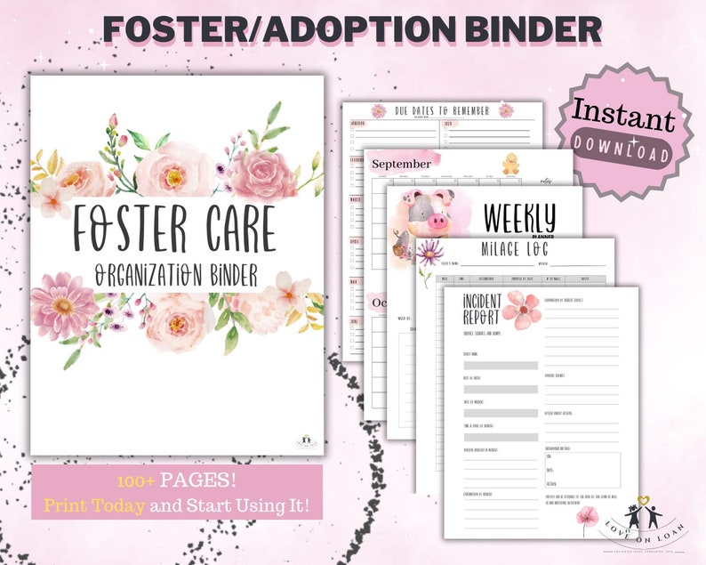 Foster Care Adoption Binder: Floral Printable, Case Management (instant ...