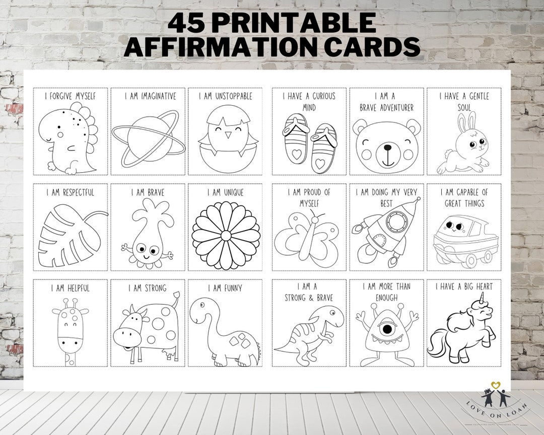 45 Printable Positive Affirmation Cards to Color for Kids, Kids ...
