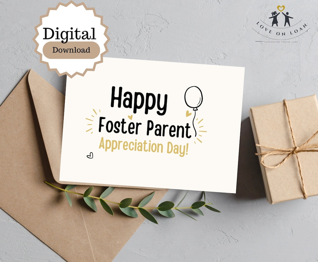 Printable Foster Parent Greeting Card- Instant Download- 7x5 Inch Cards ...