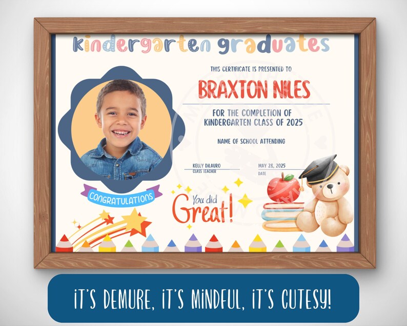 Editable Kindergarten Certificate Diploma | Instant Download| Canva Pro ...