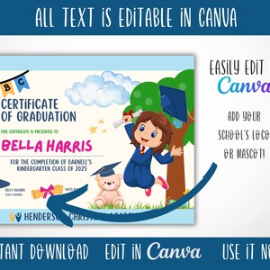 Editable Kindergarten Certificate Diploma Template | Instant Download ...