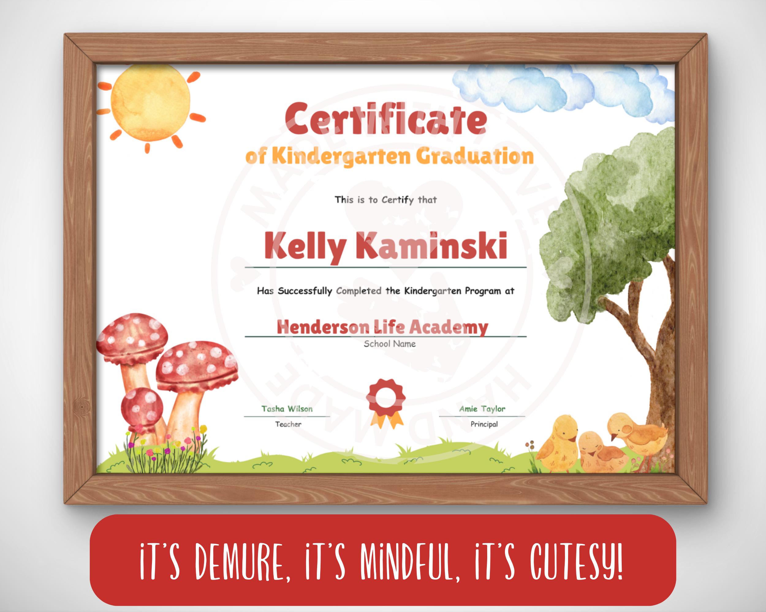 Editable Kindergarten Certificate Diploma Template | Instant Download ...