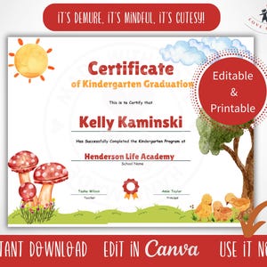 Editable Kindergarten Certificate Diploma Template | Instant Download ...