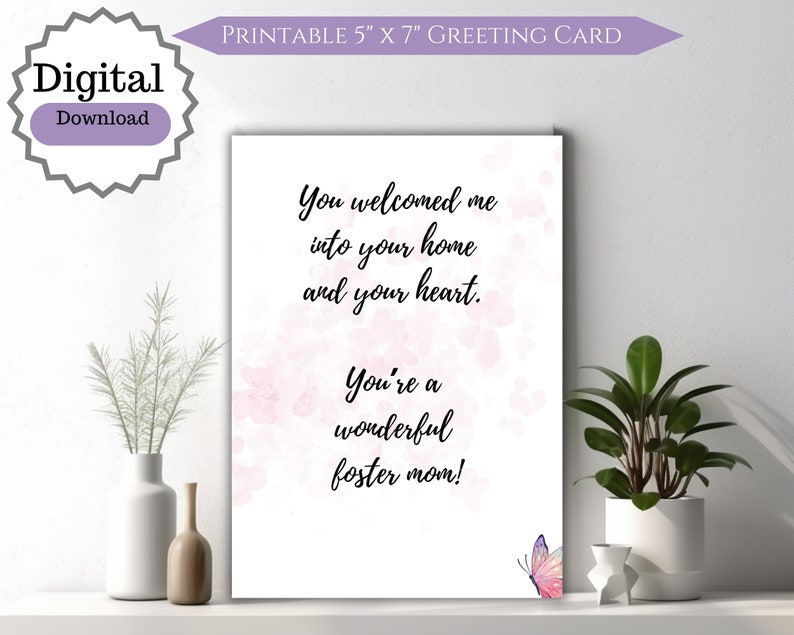 Thank You Greeting Card for Foster Mom Printable Instant - Etsy