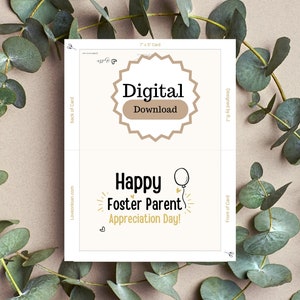 Printable Foster Parent Greeting Card- Instant Download- 7x5 Inch Cards ...