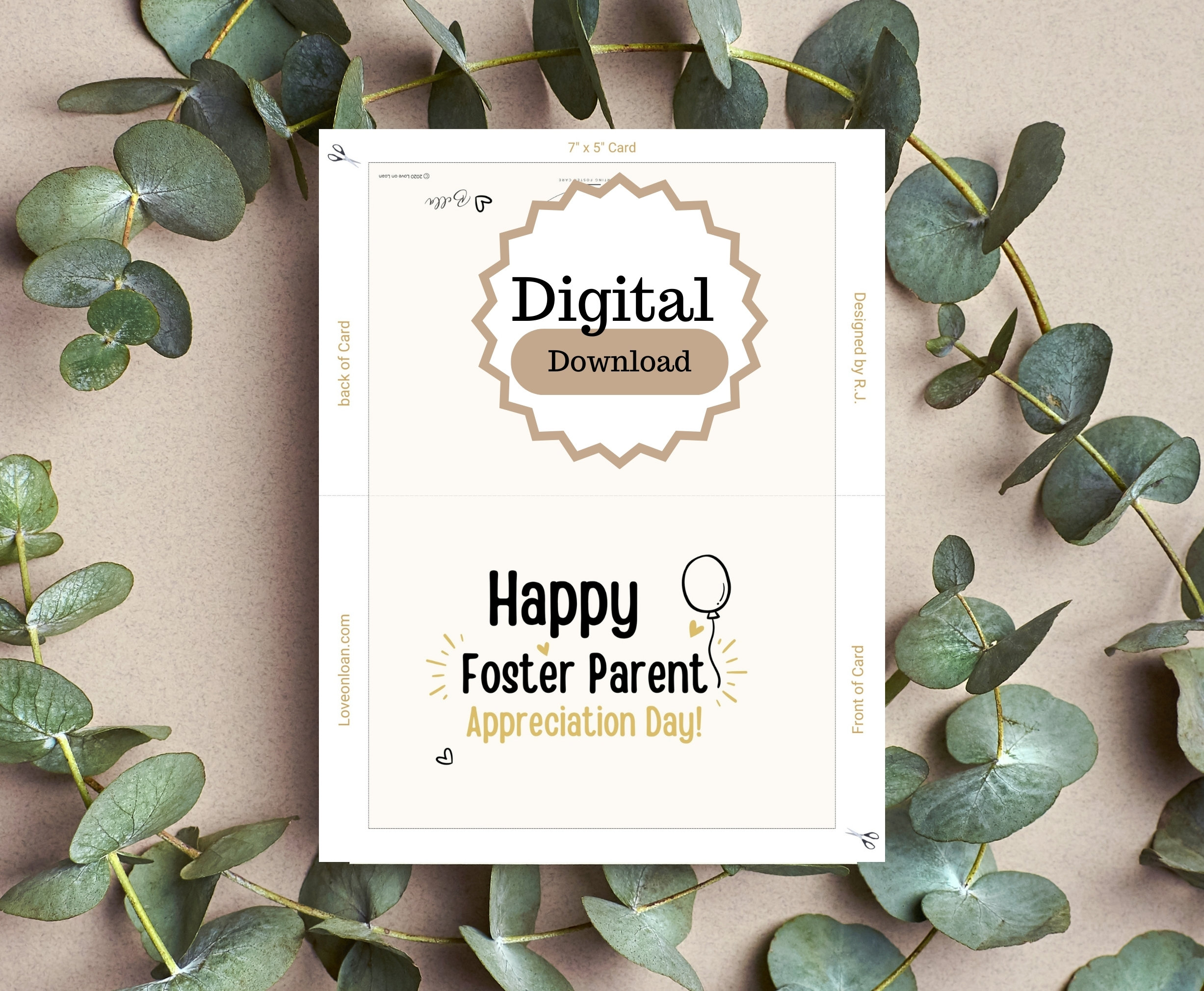 Printable Foster Parent Greeting Card- Instant Download- 7x5 Inch Cards ...