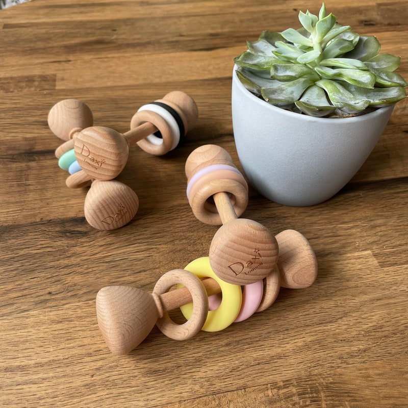 Wood Baby Rattle - Etsy