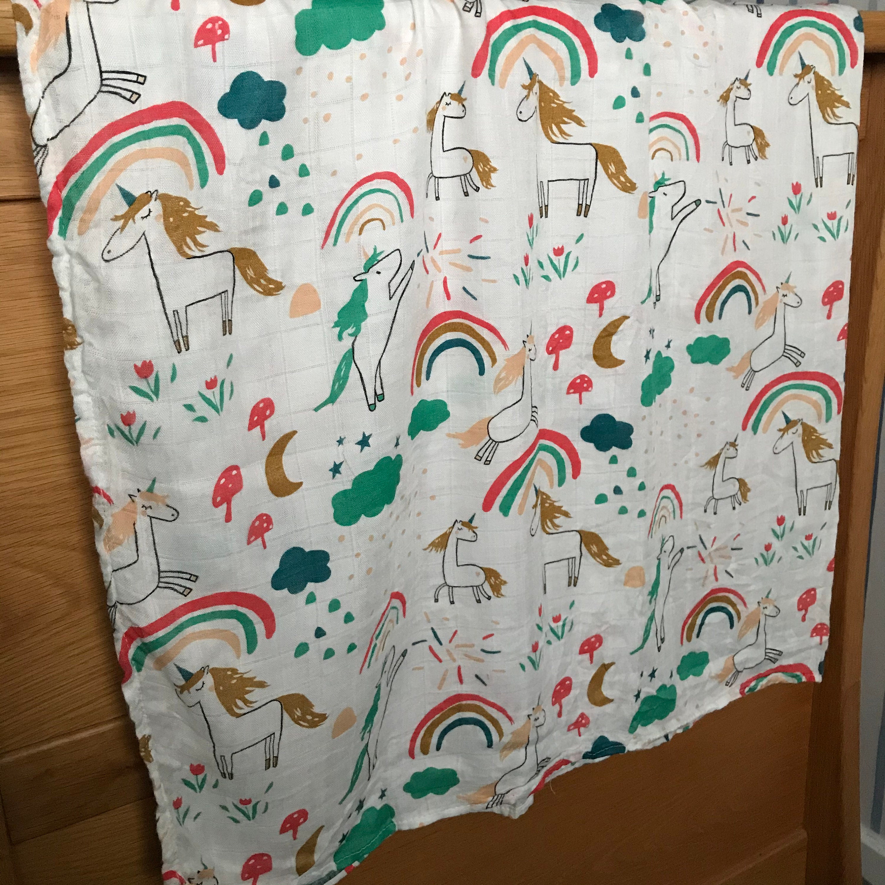 Rainbow Unicorn Bamboo Muslins/ Large Baby Muslins / Baby - Etsy 日本