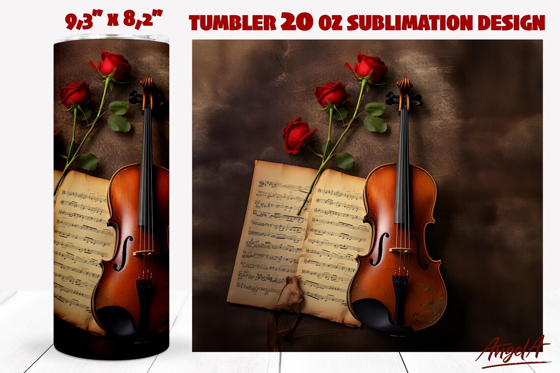Music Tumbler Wrap Musical Tumbler Wrap Violin Sublimation Musical ...
