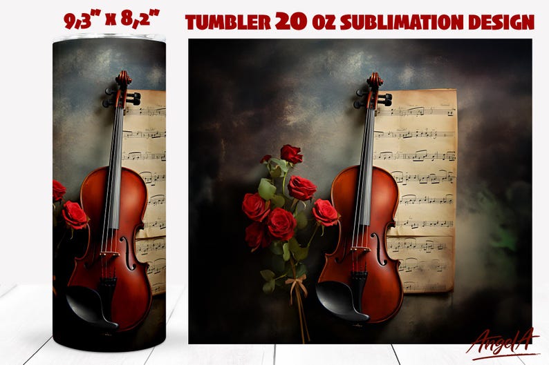 Music Tumbler Wrap Musical Tumbler Wrap Violin Sublimation Musical ...