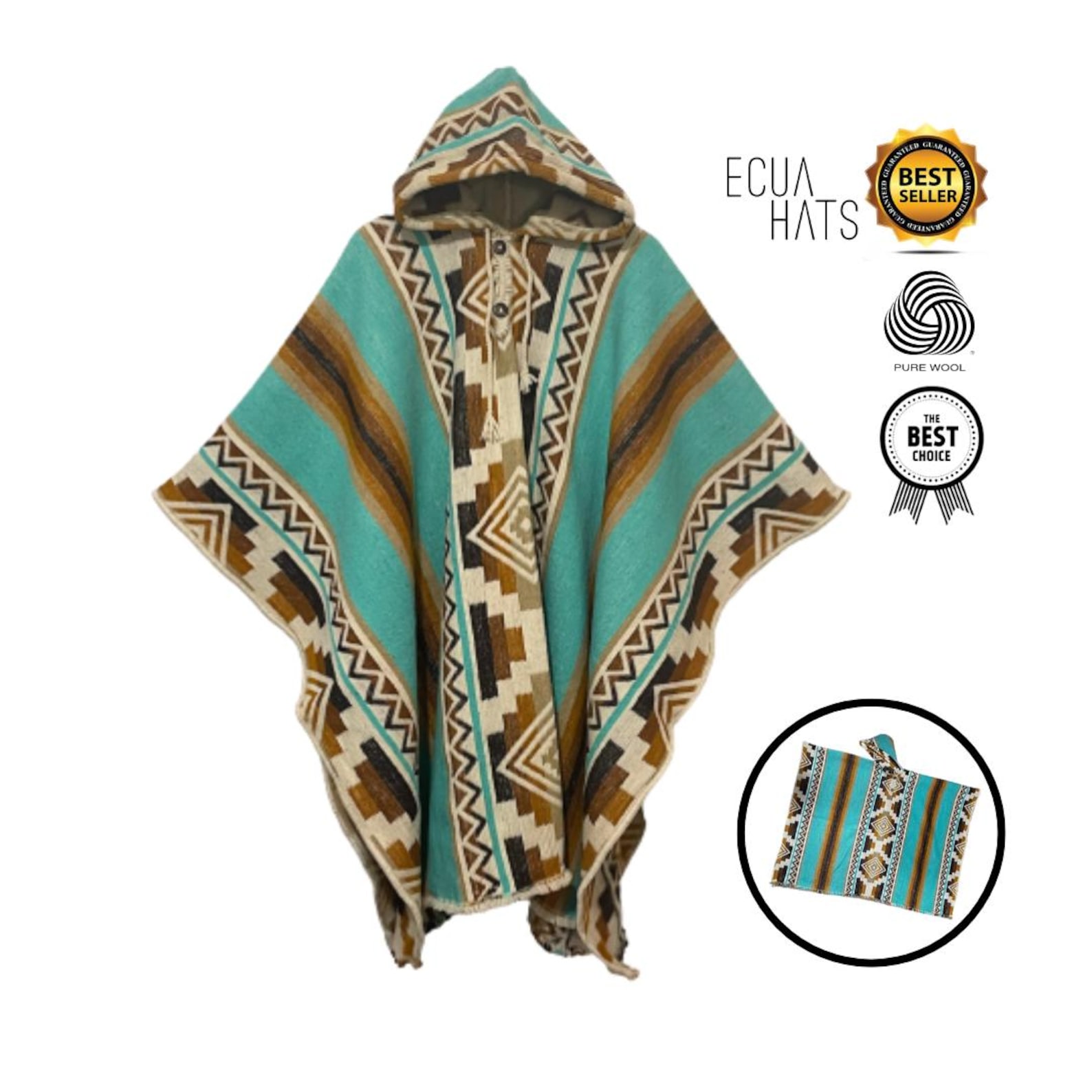100% Wolle Poncho Style Mapuche in Ecuador von Milmarte hergestellt ...
