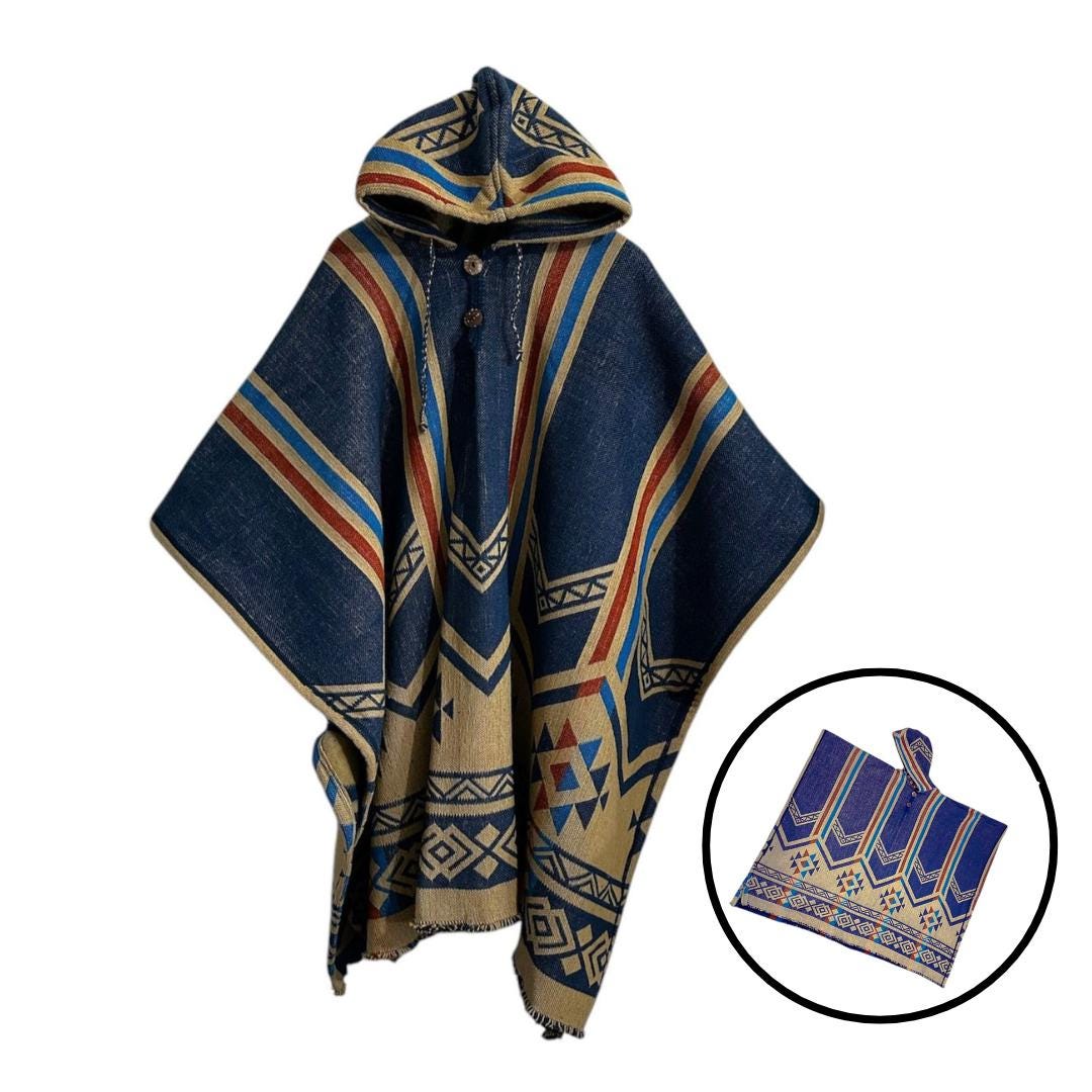 100% Wool Poncho Style Mapuche Made in Ecuador by Milmarte 100% Wool Poncho Style Mapuche Made in Ecuador by Milmarte