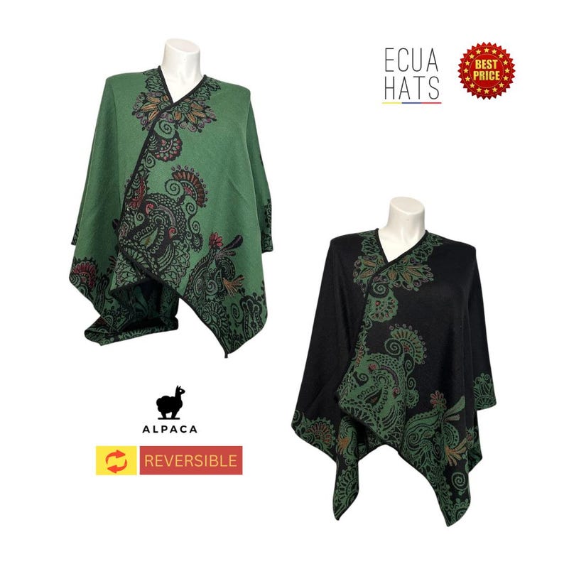 Alpaca Ruana With Front Opening, With Handmade Embroidery Made in Peru ...